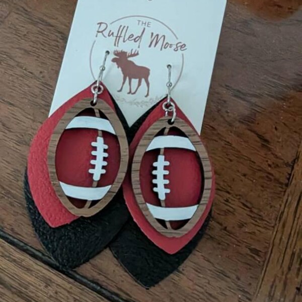 Custom Team Earrings, Football Earrings Wooden, Sports Earrings ...