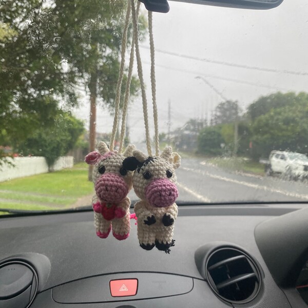 Cow Car Accessory Rearview Mirror Hanging Car Decorations, Strawberry ...