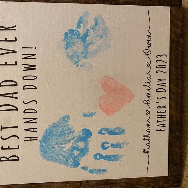 DIY Handprint Sign, Personalized Gift From Kids, Best Dad Ever Hands ...