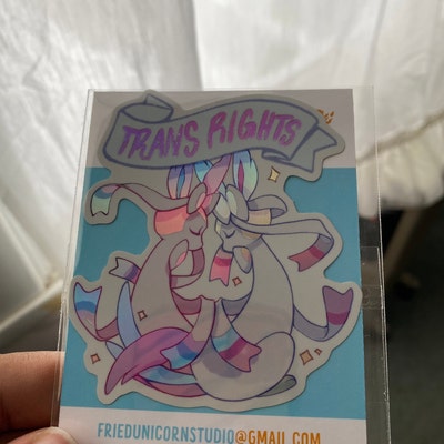 Trans Rights Pokemon Sylveon Eevee Evolution Holographic 3 Inch Vinyl ...