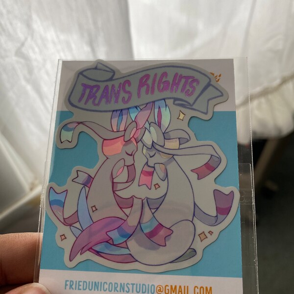 Trans Rights Pokemon Sylveon Eevee Evolution Holographic 3 Inch Vinyl ...