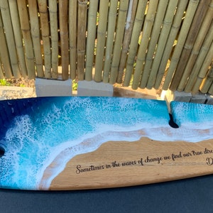 Wood Live Edge Floating Shelves With Ocean Waves Coastal Beachy Room ...