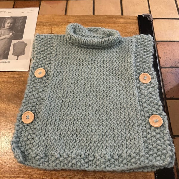 Easy Knit Super Chunky Child's Poncho Slipover Sweater PDF Knitting ...