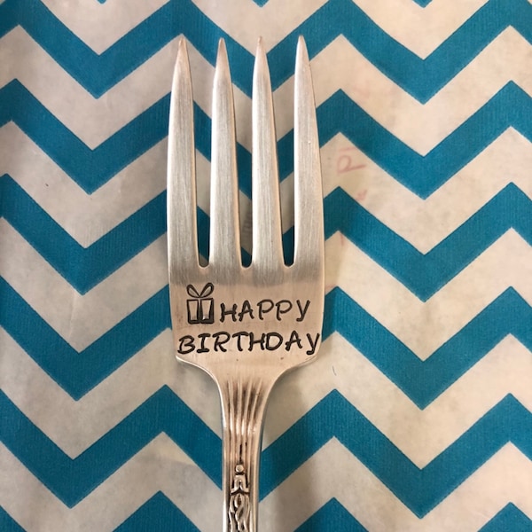 Stamped Fork Happy Birthday Personalized Flatware Hand Stamped ...