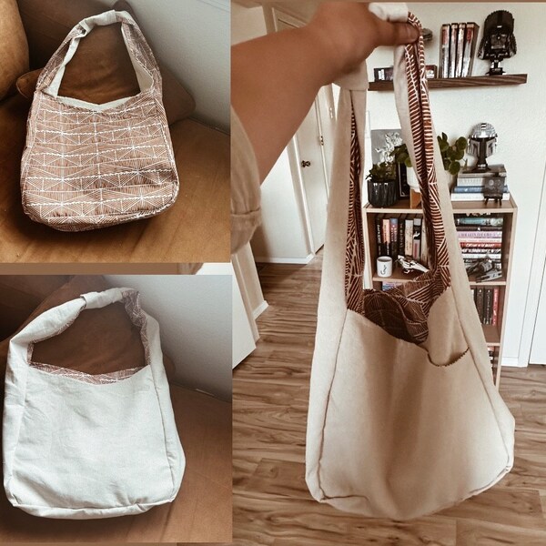 Hobo Bag Easy Pattern Shoulder Bag Sewing Pattern Double Sided Hobo Bag ...