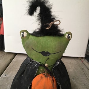Frog Witch Epattern...primitive Country Halloween Cloth Doll Craft ...