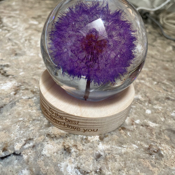 Dandelion Night Light, Real Dandelion Puff Paperweight, Flower Epoxy ...