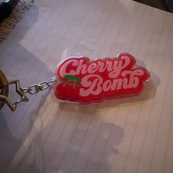 Cherry Bomb Keychain | Acrylic Keychain | Epoxy Coated | Red and Pink ...