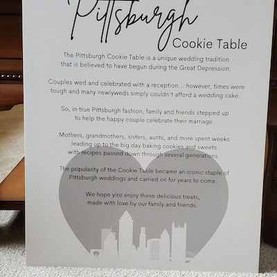 Pittsburgh Cookie Table Sign Poster PRINTABLE Digital Download Pittsburgh Skyline, 8x10 16x20 ...