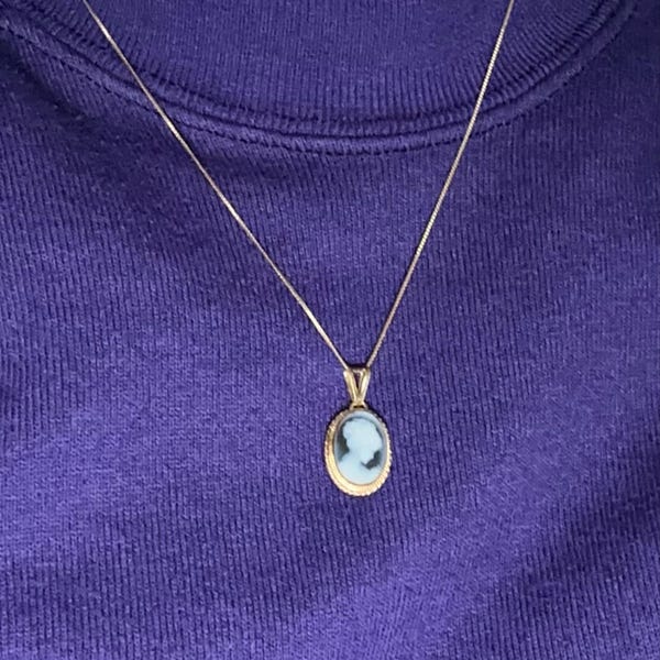 Blue Cameo Golden Necklace, Silver Jewelry, Made in Italy, Personalised ...