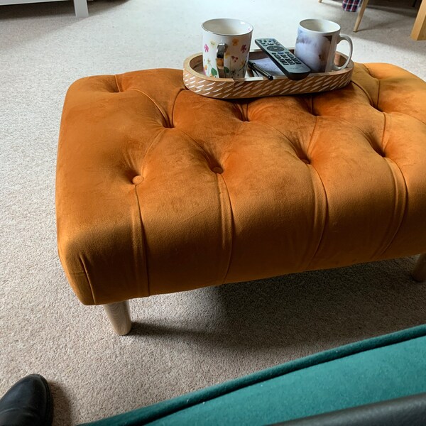 Burnt Orange Velvet Footstool 80x50x35 High,hand Made to Order,other ...