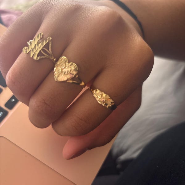 10k & 14k Solid Gold Vintage Nugget Smashing Band Ring Gift for Men ...