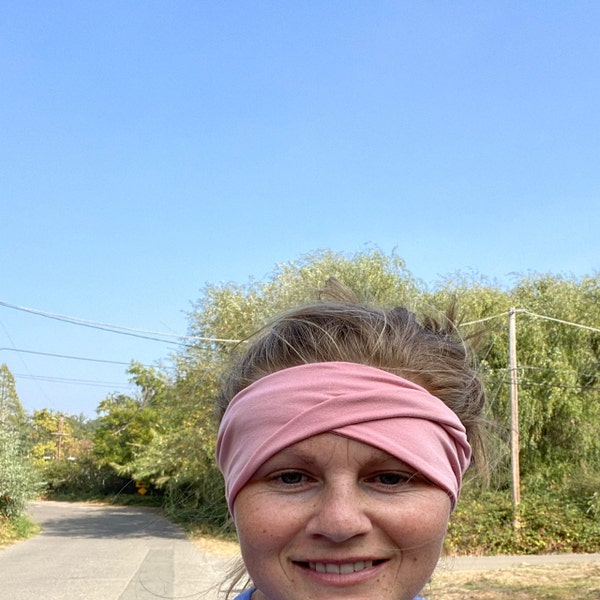 Blush Double Twist Headband Turban Headband Wide Headband Yoga Headband