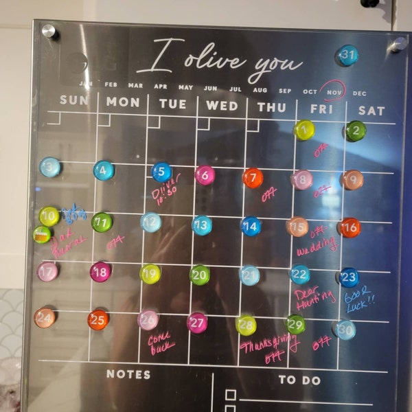 Magnetic Acrylic Dry Erase Calendar for Non-magnetic Fridge or Dorm ...
