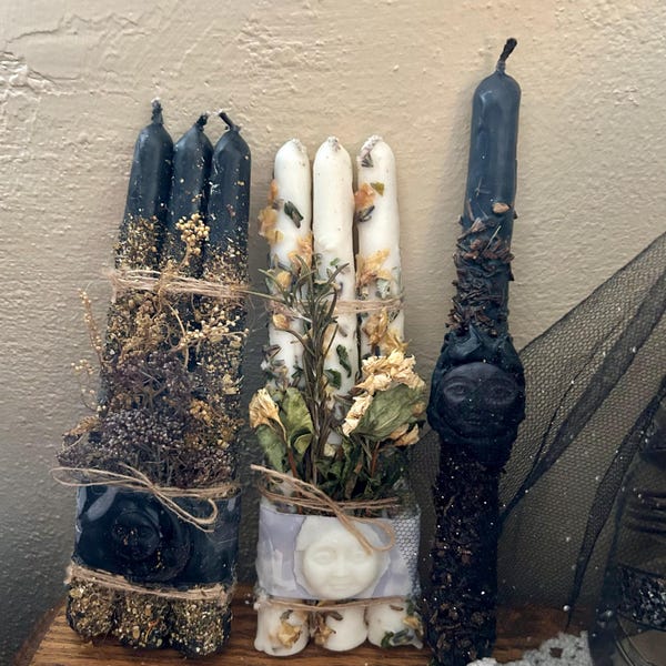 Set Herbal Ritual Candles, Moon Candles, Altar Candles, Spell Candles ...