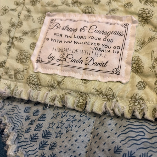 Christian Quilt Label – Joshua 1:9 Personalized Quilt Label – “be ...