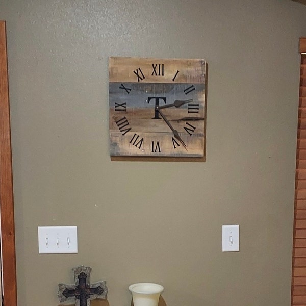 Modern Farmhouse Clock in Warm Coffee Stain, Rustic Round Wall Decor ...