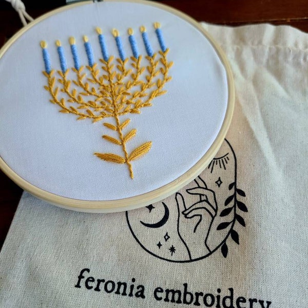 Lighting the Menorah Embroidery Kit / Digital Hand Embroidery Pattern ...