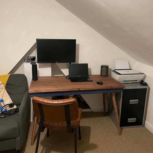 Simple Vintage Desk/computer Desk/ With Drawer Solid Wood Scandi Retro ...