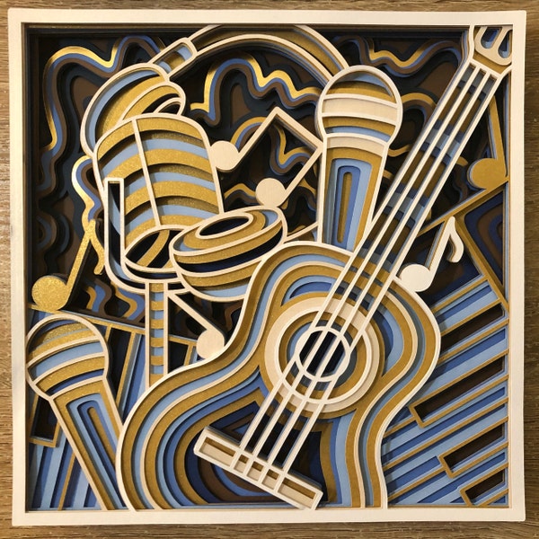 Musical Instruments 3D Mandala Svg, Multilayer Panel for Laser Cutting ...