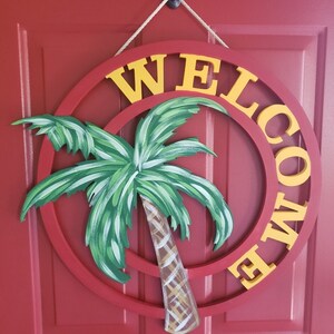 Palm Tree Door Hanger for Home or Office, Welcome Sign, Wreath, Home ...