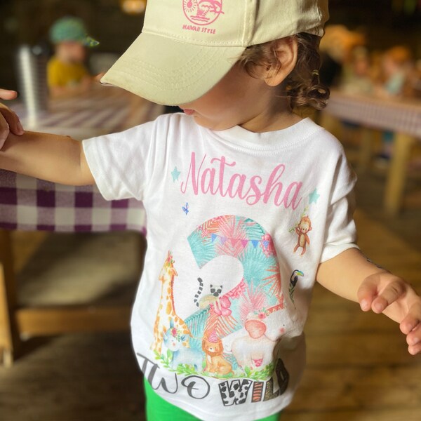 Custom Jungle Animal Birthday Shirt – Two Wild 2nd Birthday Tee for ...
