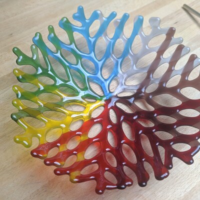 Colourful Glass Bowl, Coral Bowl, Rainbow Dish - Etsy