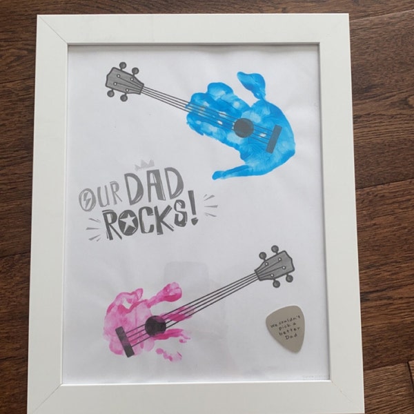 Handprint Art Craft / Our Dad Rocks Guitar / Fathers Day Birthday ...