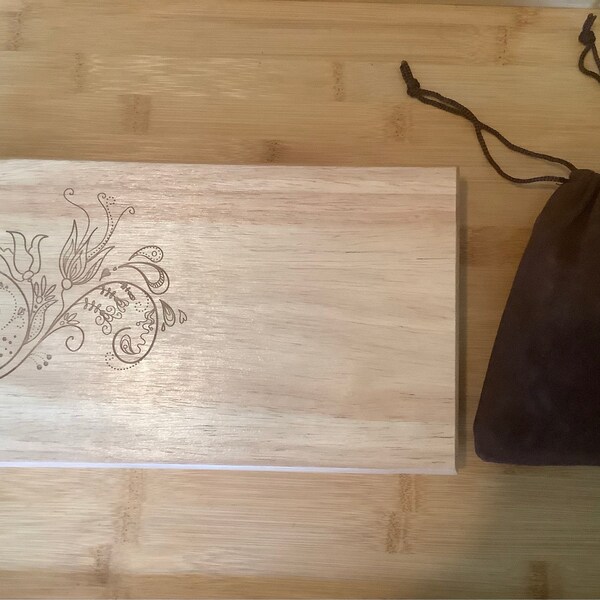 Mancala Board - African Stone Game -engraved Floral Wood - Flower Girl ...