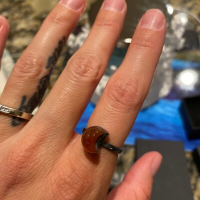 Red Onyx Ring, Crescent Moon Ring - Etsy