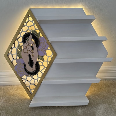 Crystal Shelf, Moon Shelf, Spiritual Decor, Handmade Geometric Shelf ...