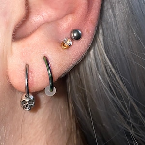 Skull Earrings CBR // Sterling Silver, Stainless Steel, Earring ...