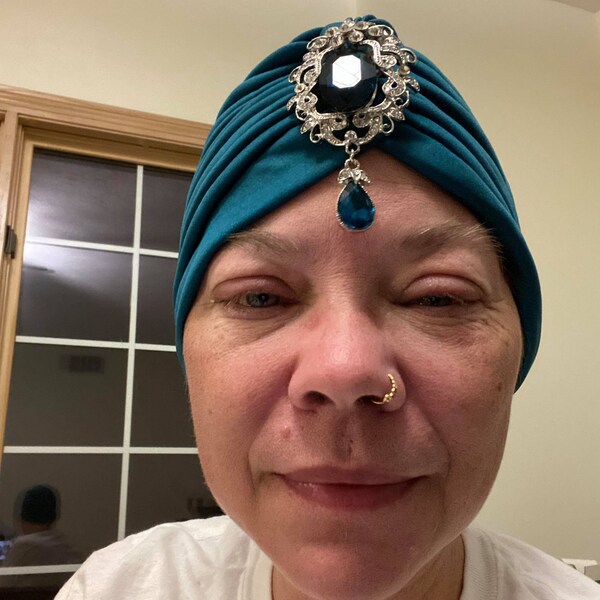 Stunning Gray Turban With Big Silk Flower, Glamorous Headpiece, Fashion ...