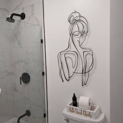 Woman Metal Wall Art, Bathroom Wall Decor, Metal Line Art, Wall ...