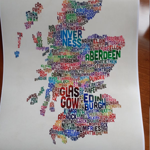 Scotland Typography Text Map, Art Print (1483) - Etsy