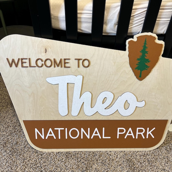 National Park Name Sign, Large Wood Name Sign, Nursery Name Sign ...