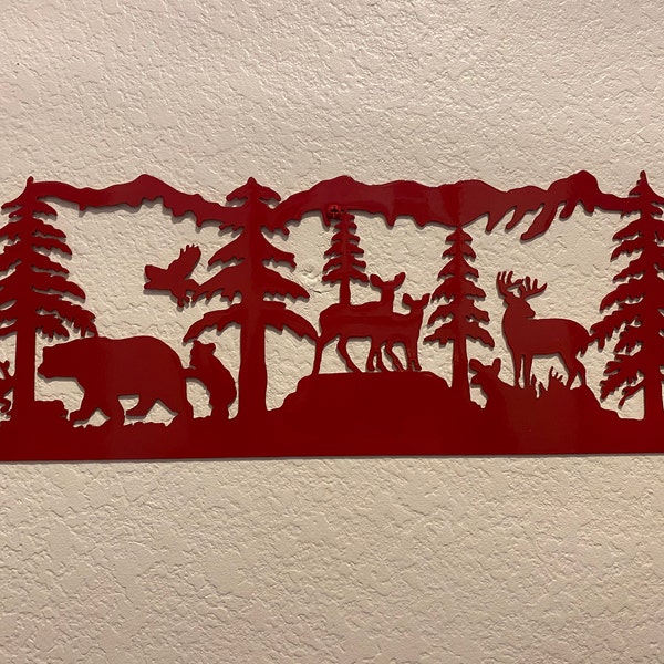 Forest Wildlife Scene Metal Sign Cutout breathtaking Mountain and ...