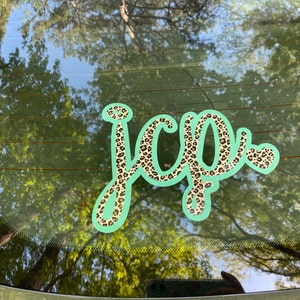 Leopard Print Monogram Monogram Car Decal Monogram for - Etsy