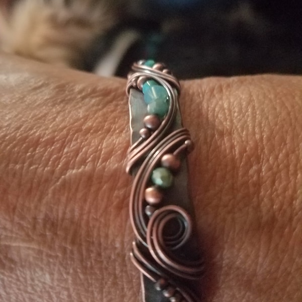 Turquoise Copper Cuff Bracelet - Healing Copper Bracelets - 7th Anniversary Gift - Turquoise ...