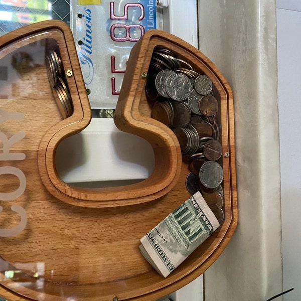 Handmade Dinosaur Coin Bank for Kids, Wooden Brontosaurus Money Box ...