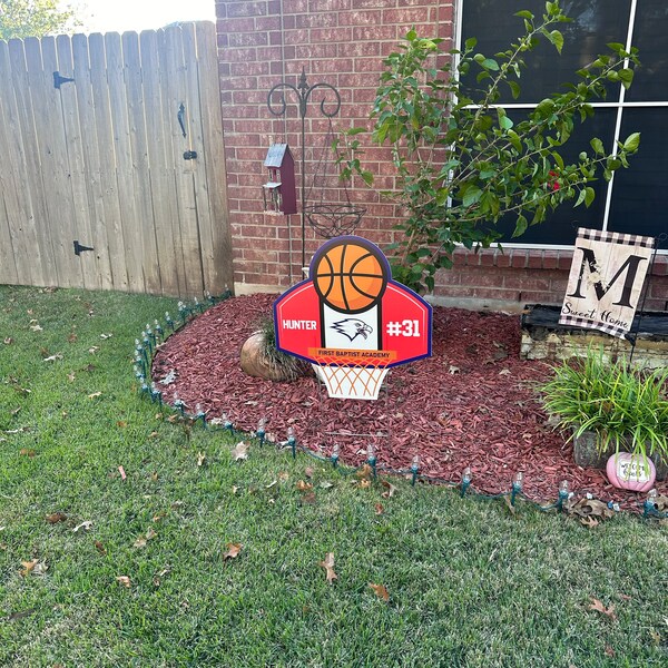 Basketball Yard Sign Customize With Name & Number, Goal With Ball ...