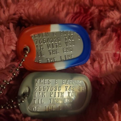 Red Medical ID Star of Life Army Dog Tags With Steel Chains & Red ...