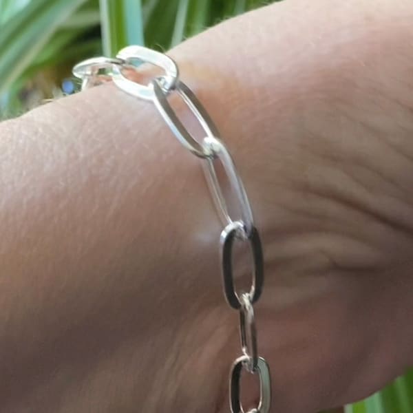 Chunky Chain Link Bracelet . Solid Sterling Silver . Wide Chainlink ...