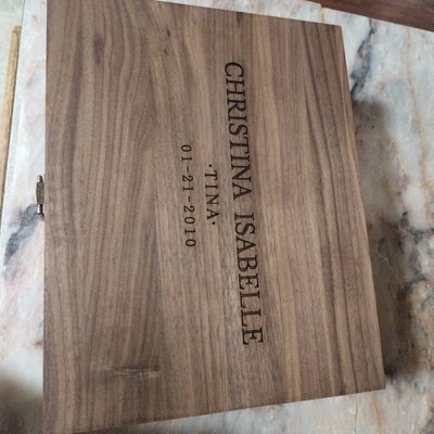 Baby Memory Box, Baby Keepsake Box, Walnut Personalized Keepsake Box ...