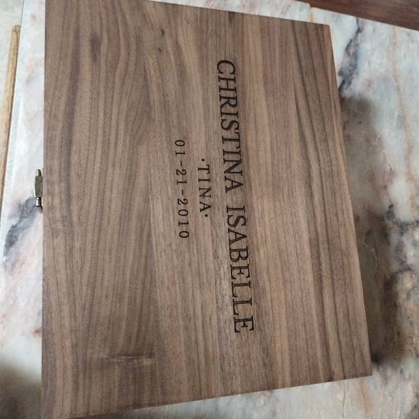 Baby Memory Box, Baby Keepsake Box, Walnut Personalized Keepsake Box ...