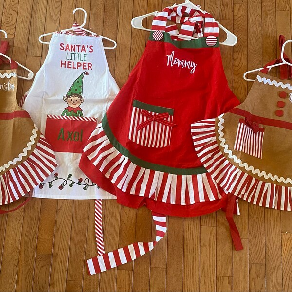 Personalized Childs Santas Little Helper Apron Set, Kids Christmas ...