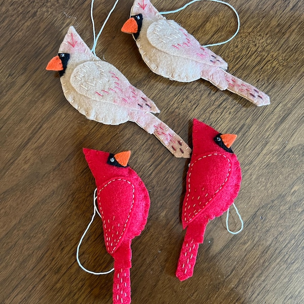 Handmade Cardinal Female Felt Christmas Ornament Female Cardinal Bird ...