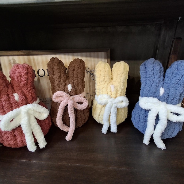 Fingerknit Easter Chunky Bunny Peeps Pattern With Video Tutorial - Etsy