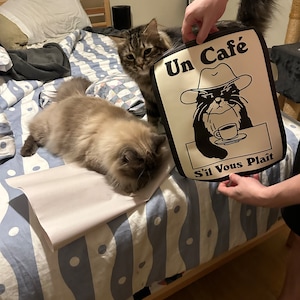 French Cafe Cat Print, Retro Drink Poster, Cowboy Cat Coffee Posters ...