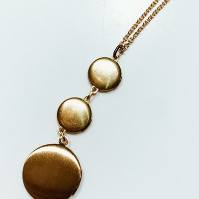 Lockets Necklace Vintage Trio of Lockets Three Brass Lockets Long ...